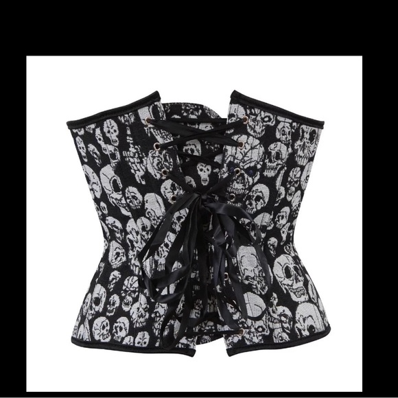 Tops | Gothic Black And White Skull Corset Size Xl | Poshmark